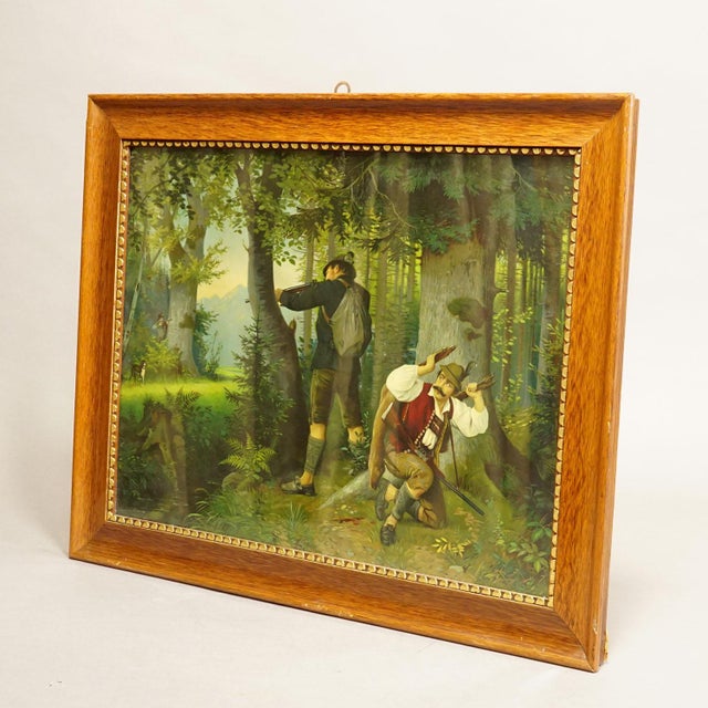 Antique Oil Print With Dramatic Poacher Scene After Josef Ringeisen ...