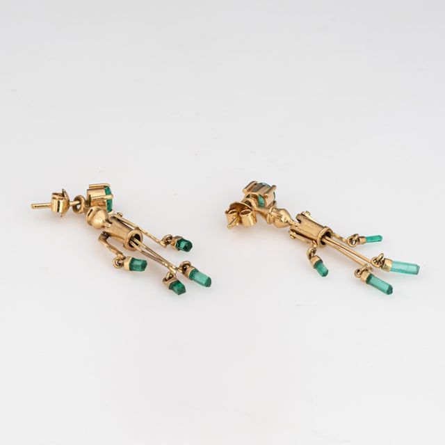 Pinocchio Emerald Earrings Articulated 18k Yellow Gold 1.25" Vintage ...