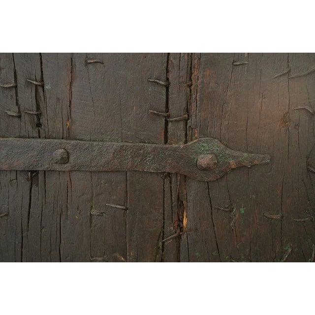 18/19th C. Hand Made Door, Carved Medallions & Custom Iron Base | Chairish