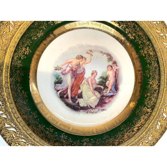 Antique European Pictorial Pair of Porcelain Plates With Golden Frame ...