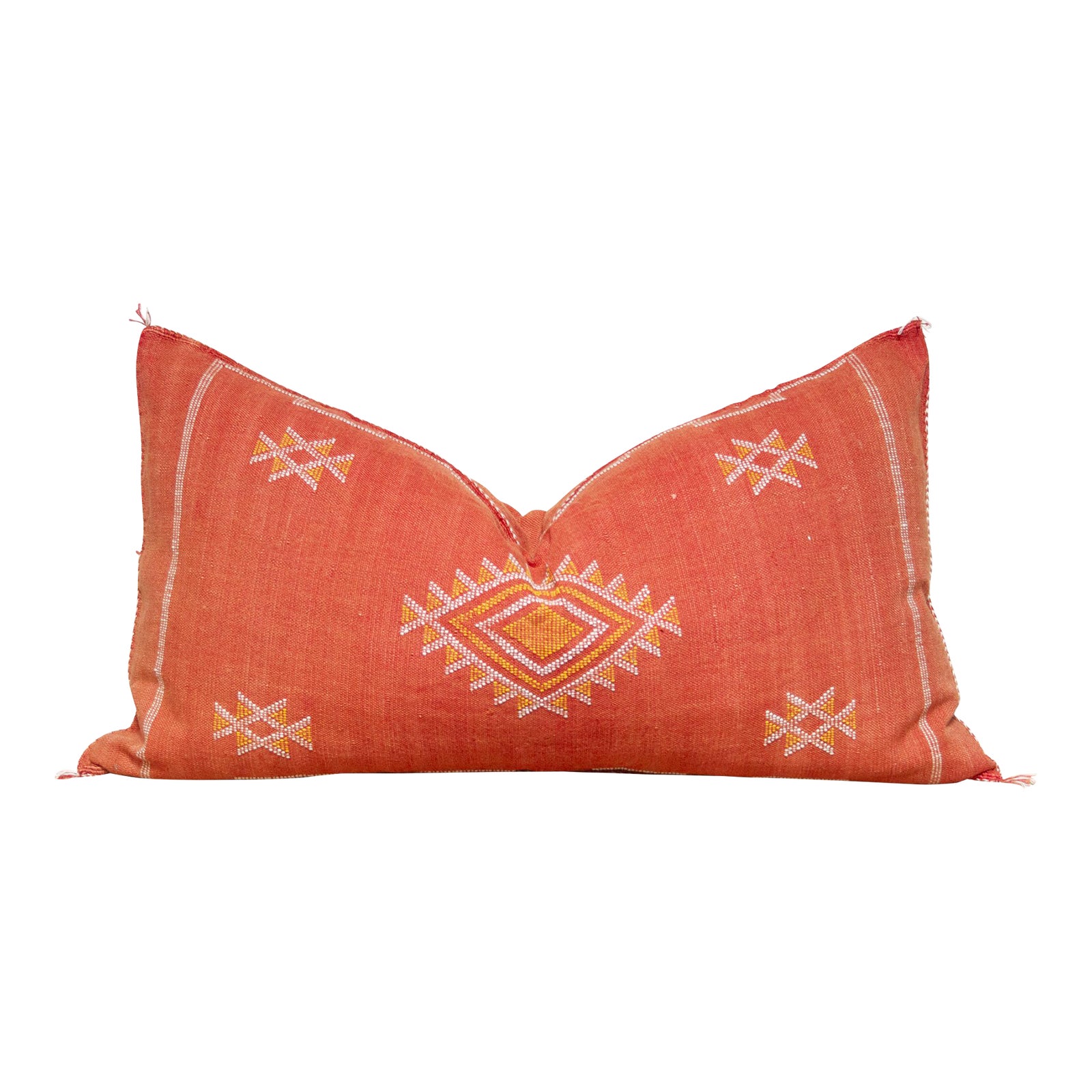 Long Lumbar Saffron Moroccan Cactus Silk Pillow | Chairish