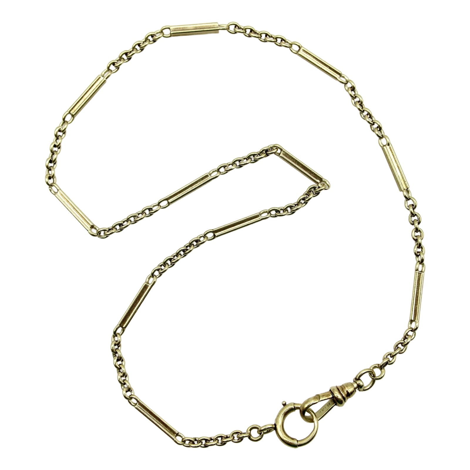 1920s Art Deco 14k Gold Alternating Link Watch Chain | Chairish