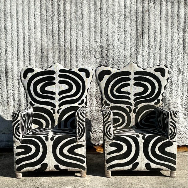 Vintage Boho Beaded Lounge Chairs - a Pair | Chairish