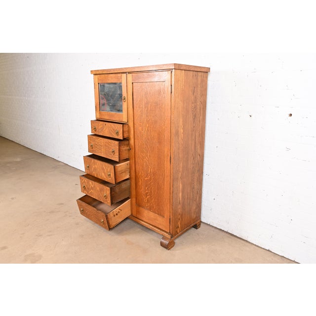 Horner Style Antique American Empire Oak Chifferobe or Gentleman s Chest With Mirror Circa 1900 Chairish