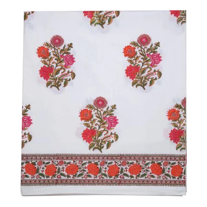 Sanya Full Bed Pink & Orange Fitted Sheet | Chairish