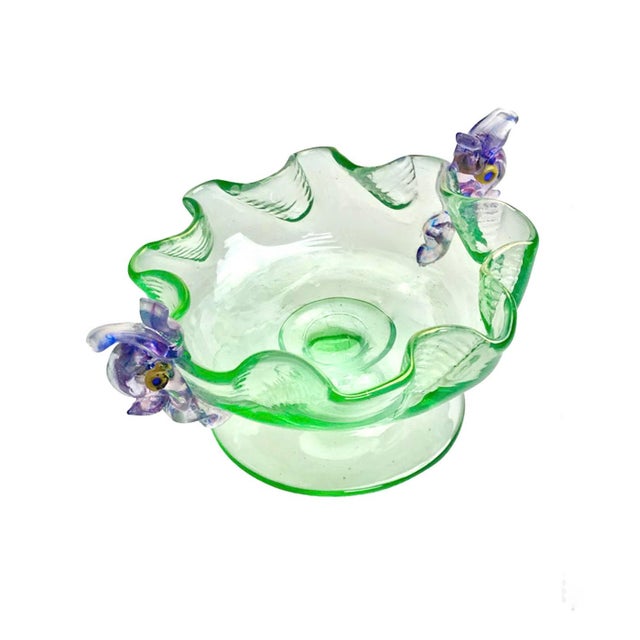Antique Venetian Hand Blown Salt Cellars With Dolphin Handles - Set of ...