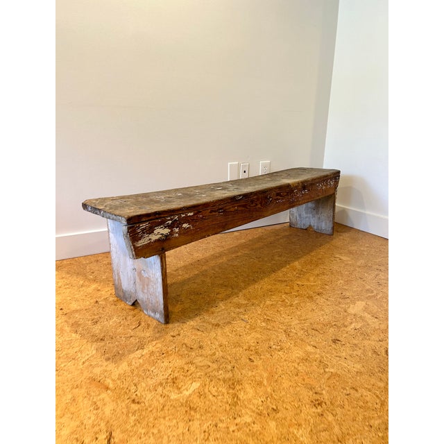 Antique Distressed Salvaged Wood Bench | Chairish