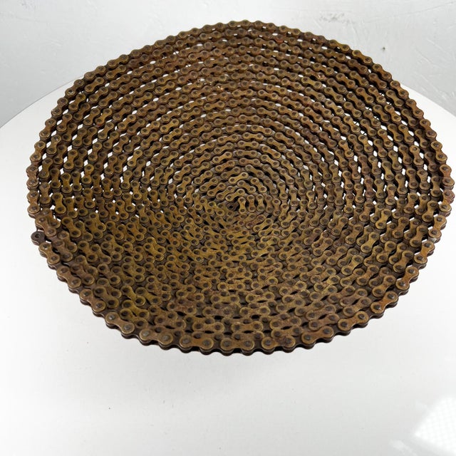 Vintage Recycled Art Handmade Bike Chain Bowl Modern Design | Chairish