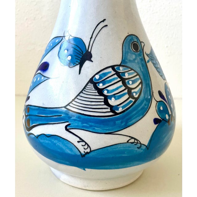 20th Century Mexican Tonala Bird Blue and White Pitcher | Chairish