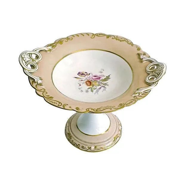 Antique Porcelain Floral Compote | Chairish