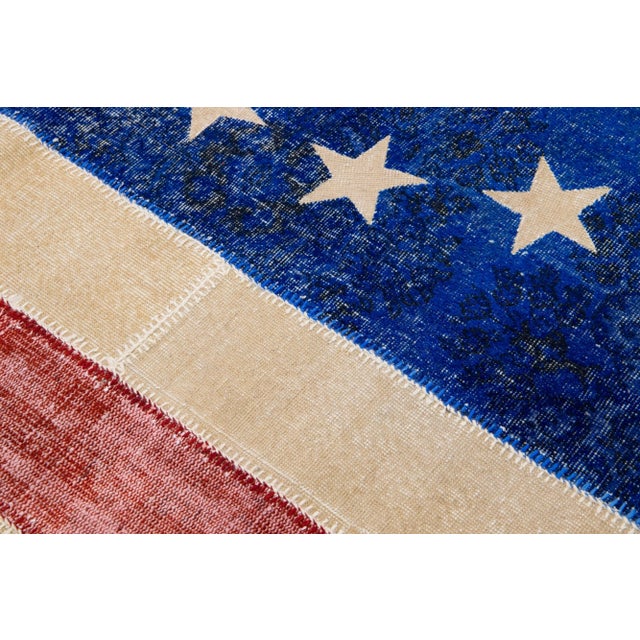 Mid-Century Vintage American Flag Patchwork Wool Rug | Chairish