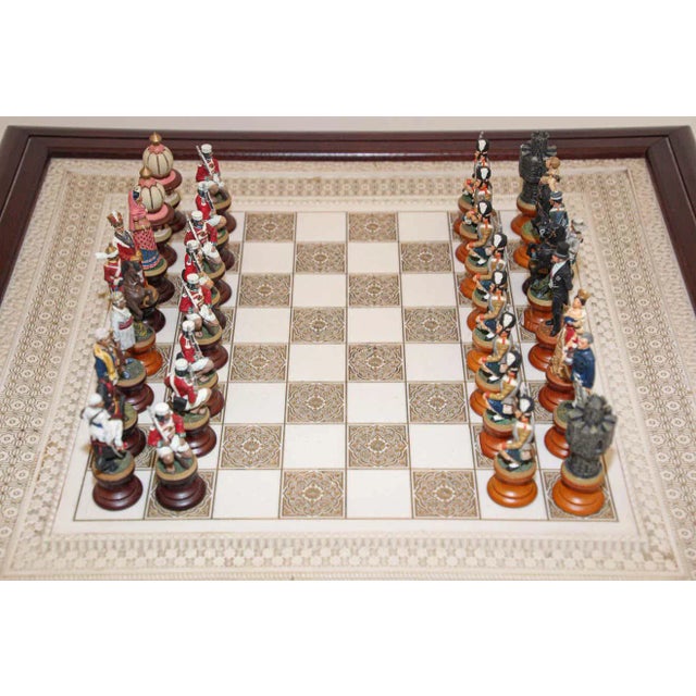 1970s "The Raj" Hand Painted India-British War 1857 Game Chess with ...