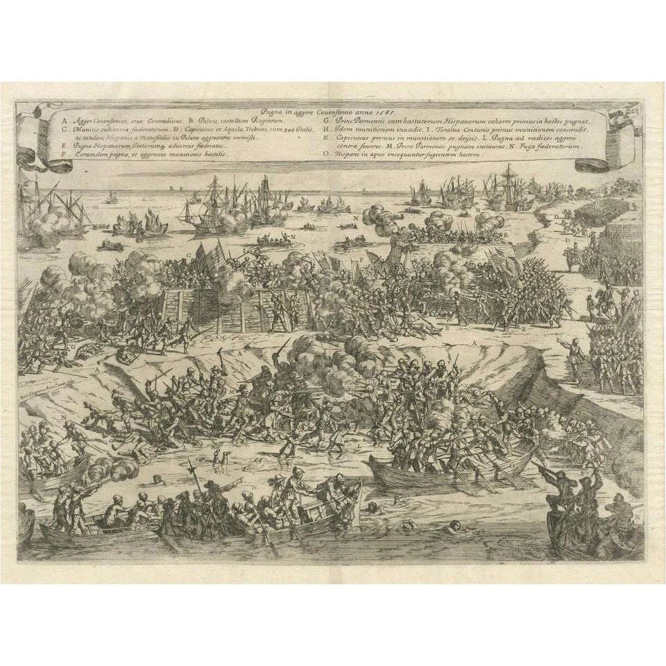 Map of The Kauwensteinse Dike in the Eighty Years War, 1647 | Chairish