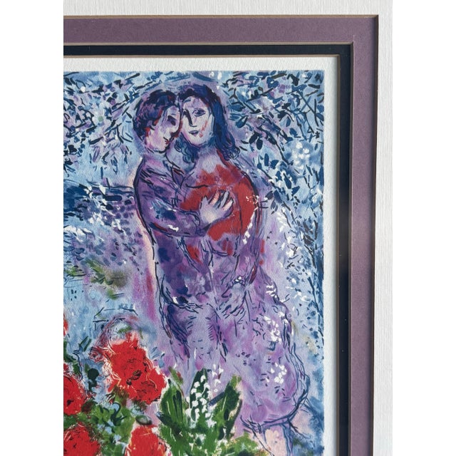 1980s Print on Paper After Marc Chagall - Red Bouquet With Lovers ...