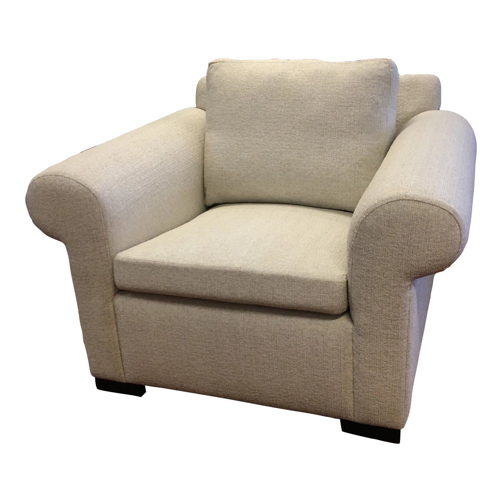 Cream Textured Comfortable Arm Chair | Chairish