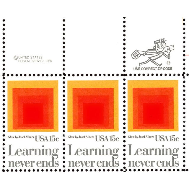 1980s Josef Albers "Homage to the Square" Learning Never Ends Stamp ...