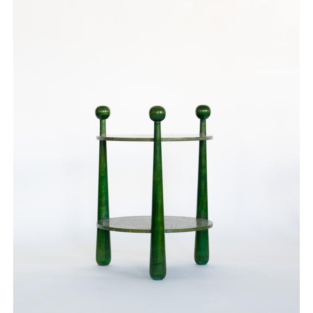 Pair of Green Side Tables in the Style of Jean Royere | Chairish