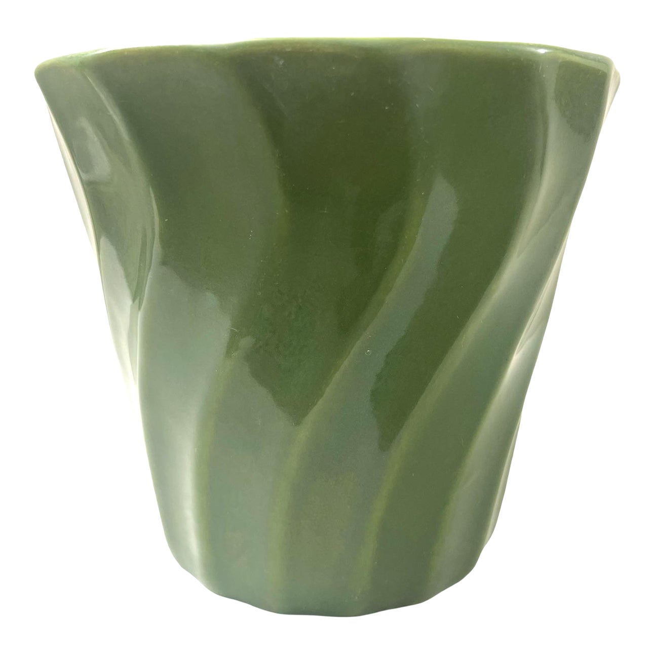 Vintage Mid Century Modern Ceramic Bauer Swirl Green Planter, 1950s Los ...