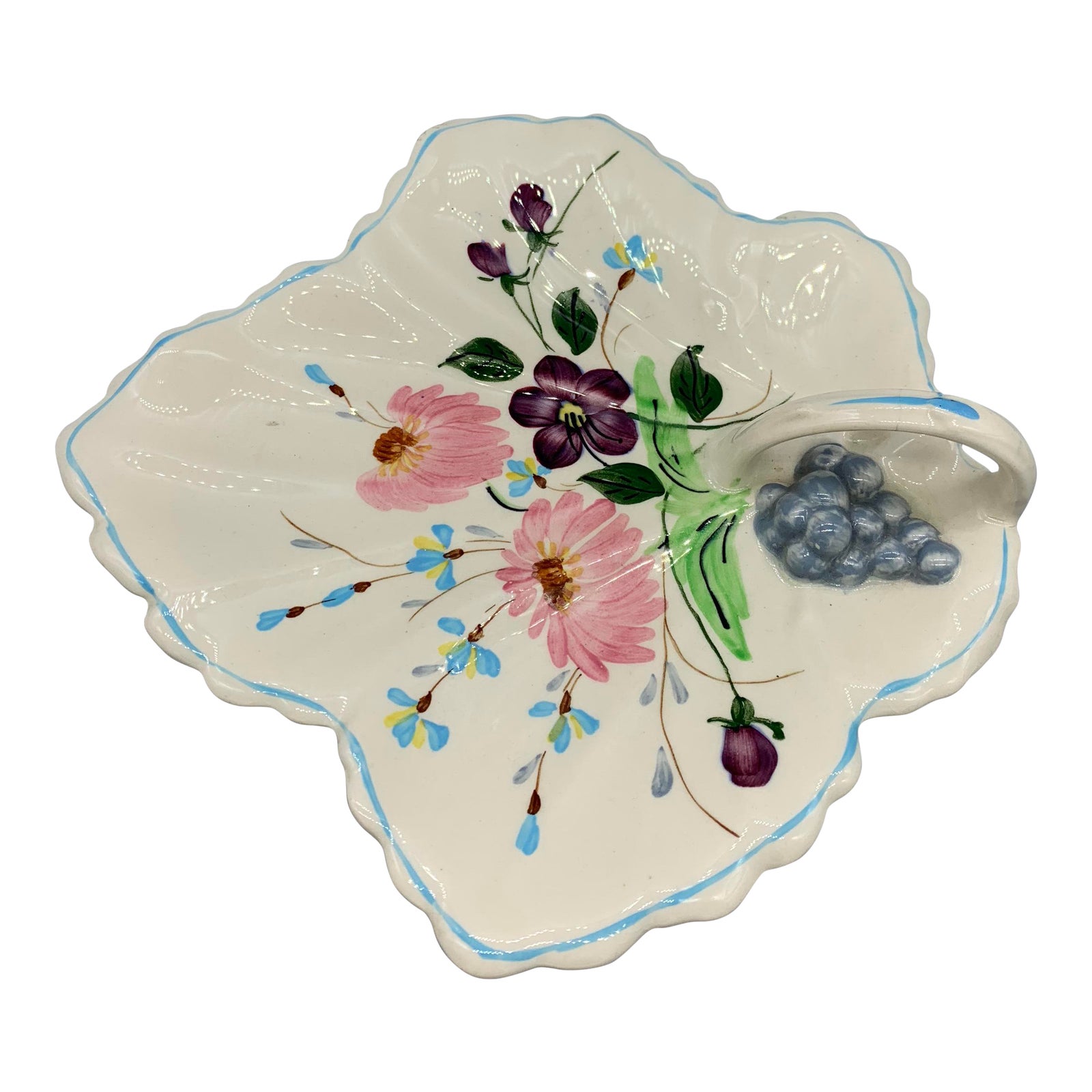 1950s Vintage Blue Ridge Southern Pottery Leaf Platter | Chairish
