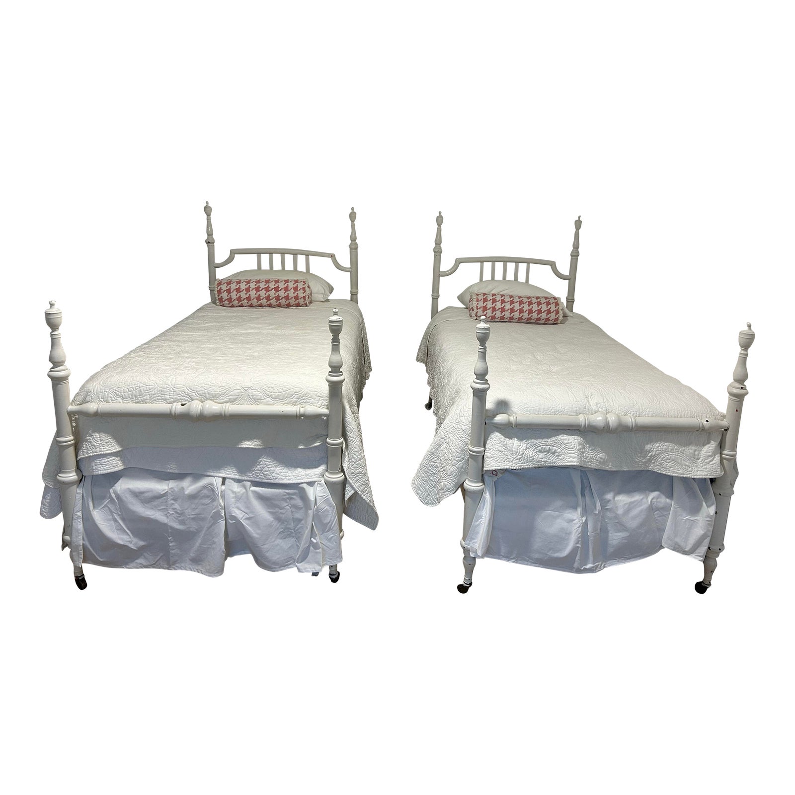 1930s Pair of White Vintage Metal Twin Beds That Include Headboard ...