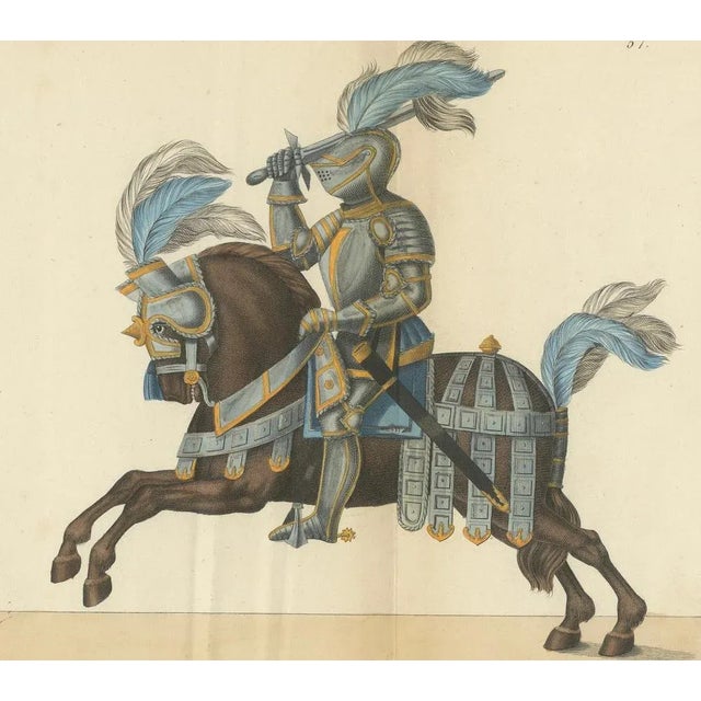 Litho of Knights in Jousting Armor on Caparisoned Horses, 1842, Paper ...