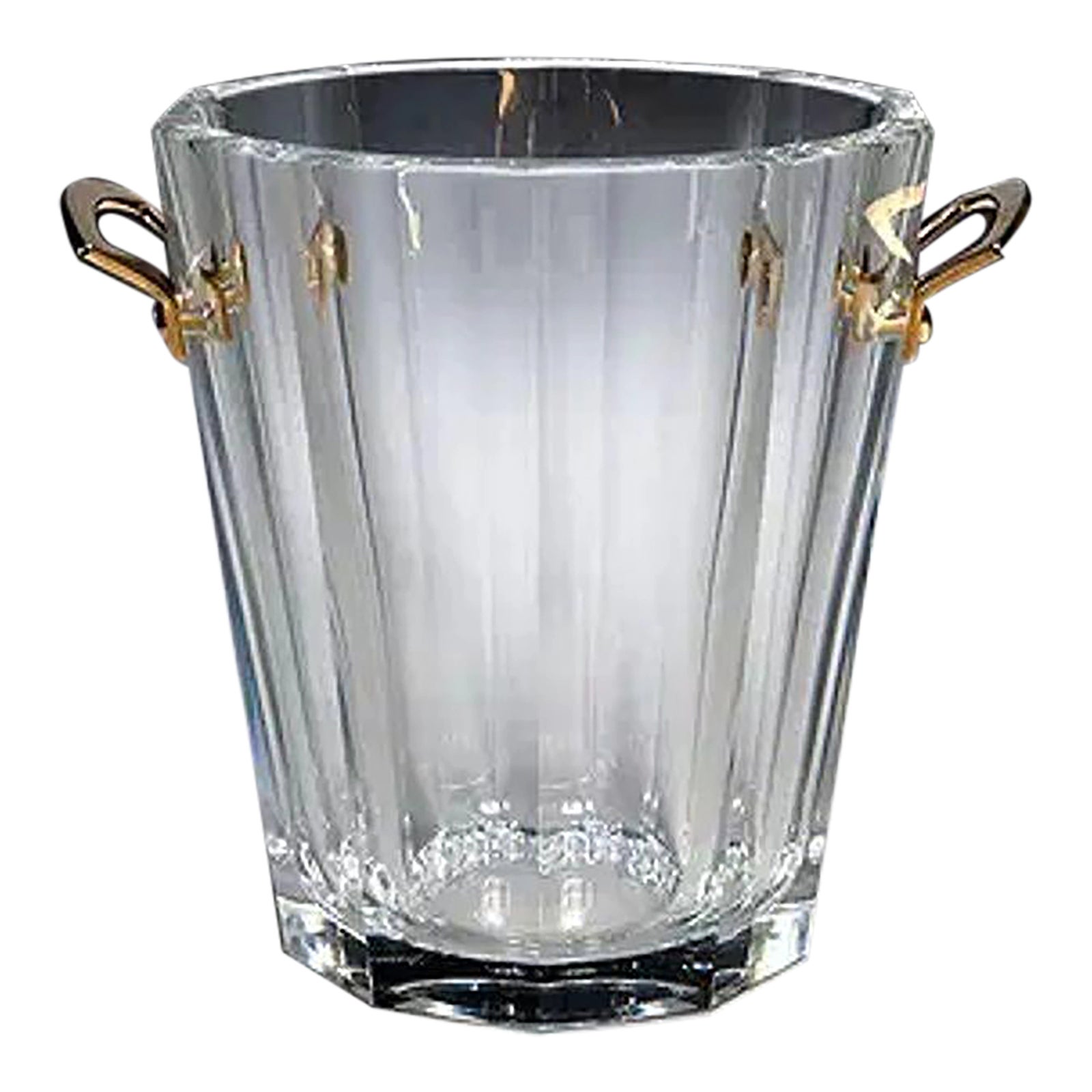 Baccarat Crystal "Maxim" Champagne Bucket With Brass Handles | Chairish