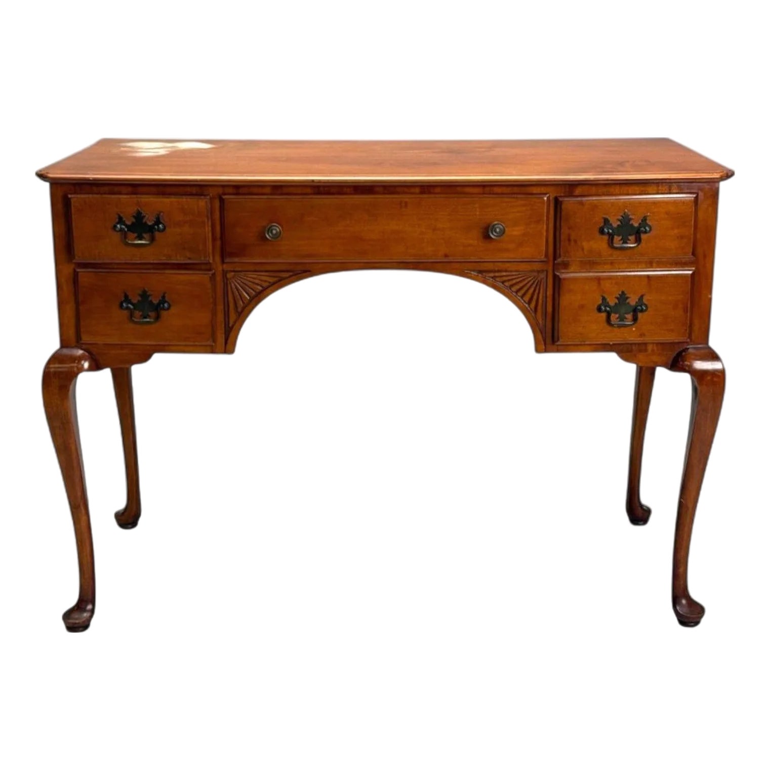Queen Anne, Mahogany, Brass, Writing Desk, England, 1900s | Chairish