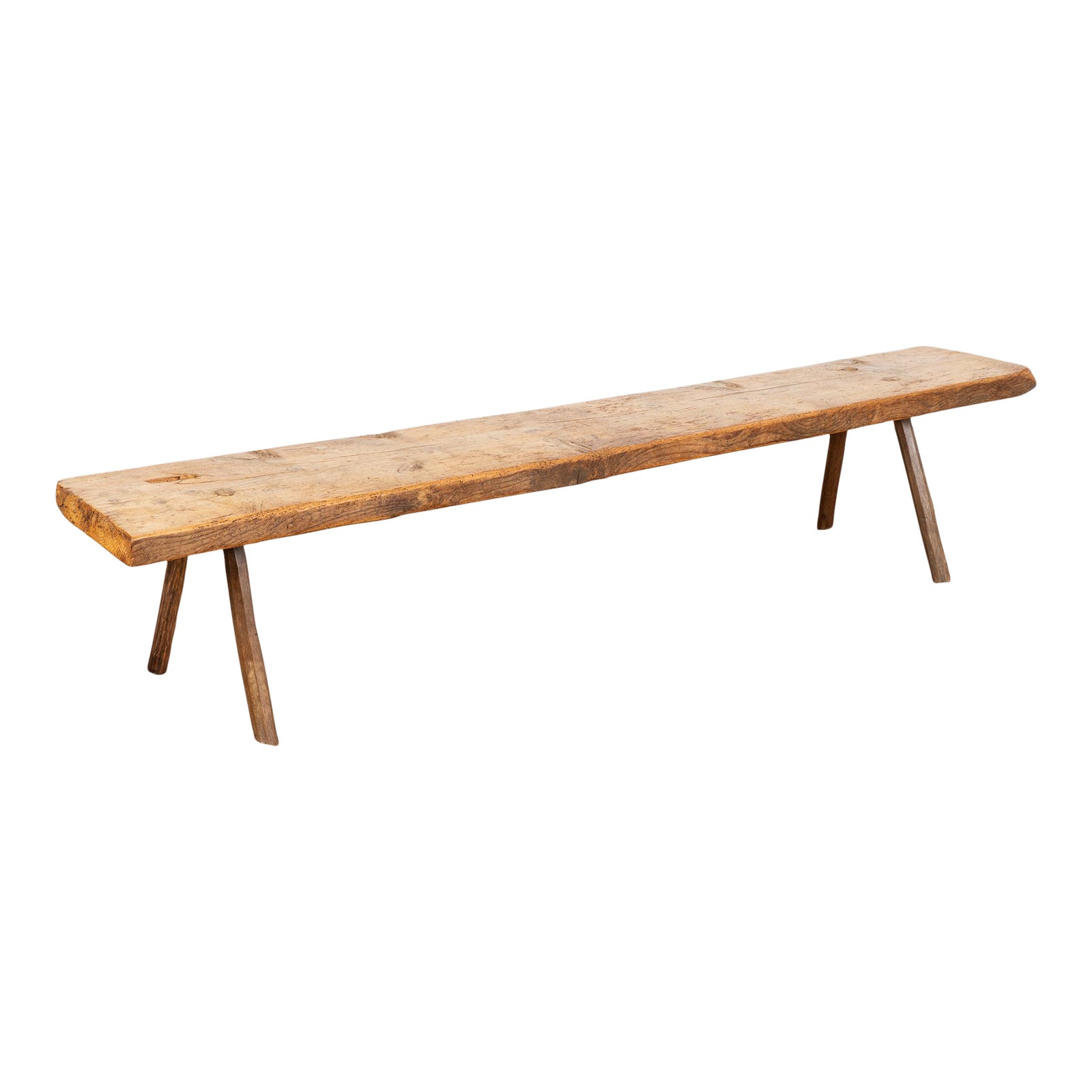 Rustic 6' Long Peg Leg Narrow Bench, Hungary Circa 1890 | Chairish