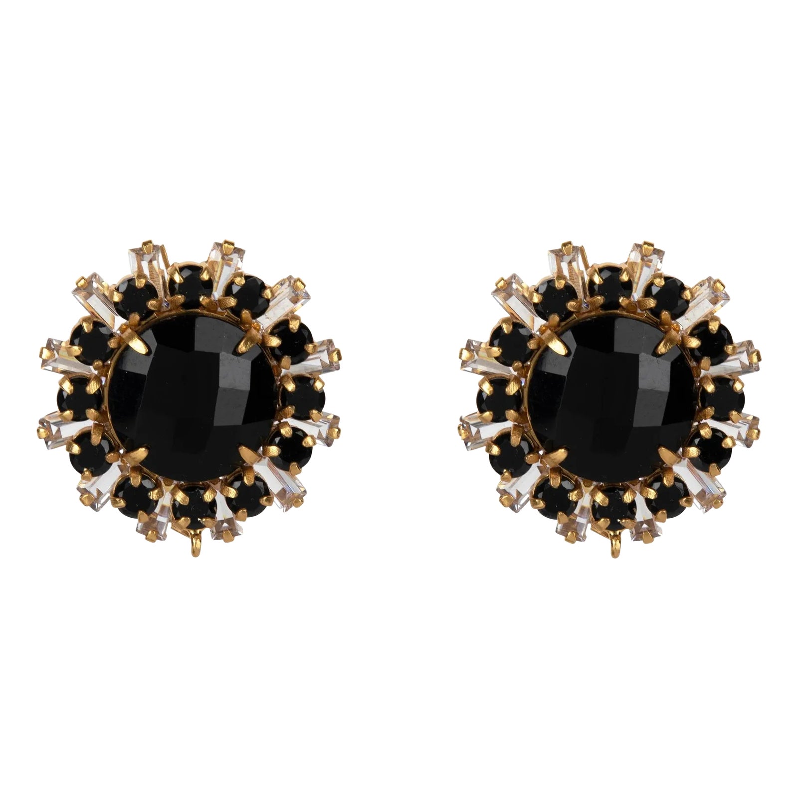 Isabella Studs (Black) (Clip On) | Chairish