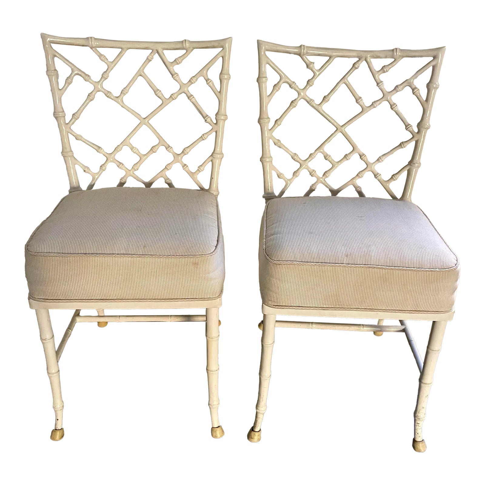 Pair of 1960s Phyllis Morris for Kessler Wrought Iron Faux Bamboo ...