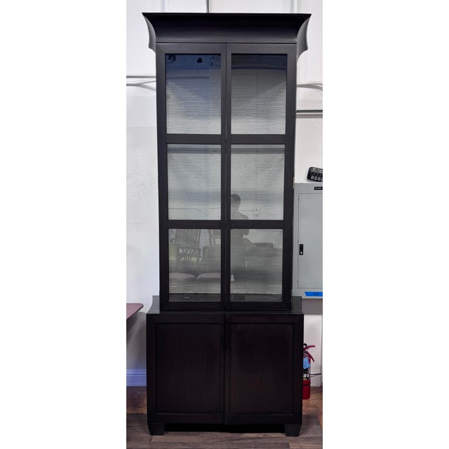 C. Mariani Custom Jim Thompson Silk-Lined 2pc Display Cabinet | Chairish