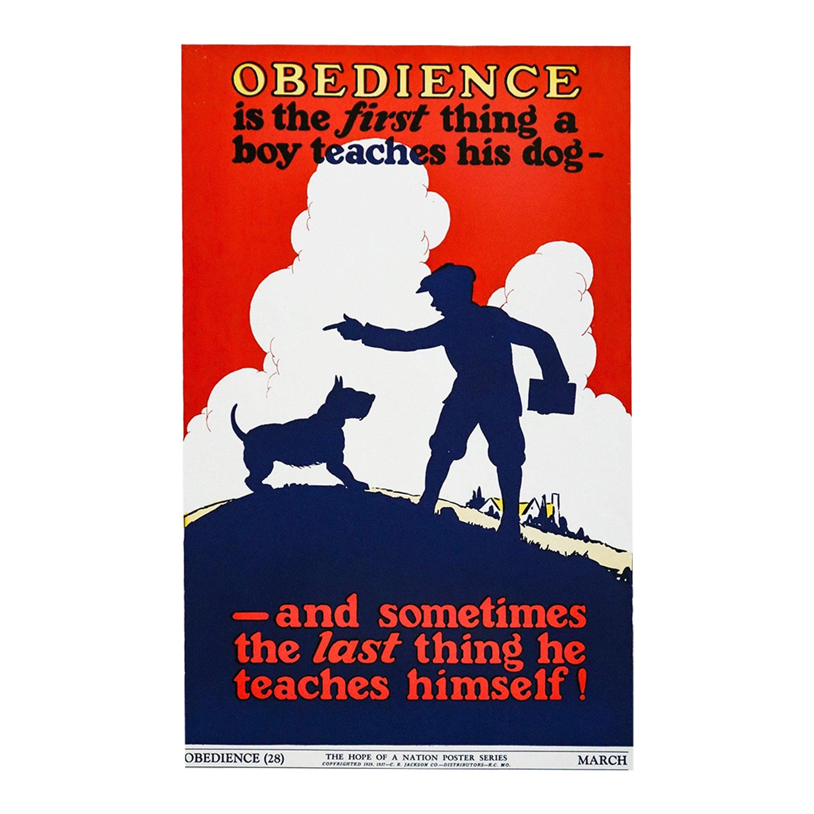 1937 American Hope of a Nation Poster Series, Obedience (Boy and Dog ...
