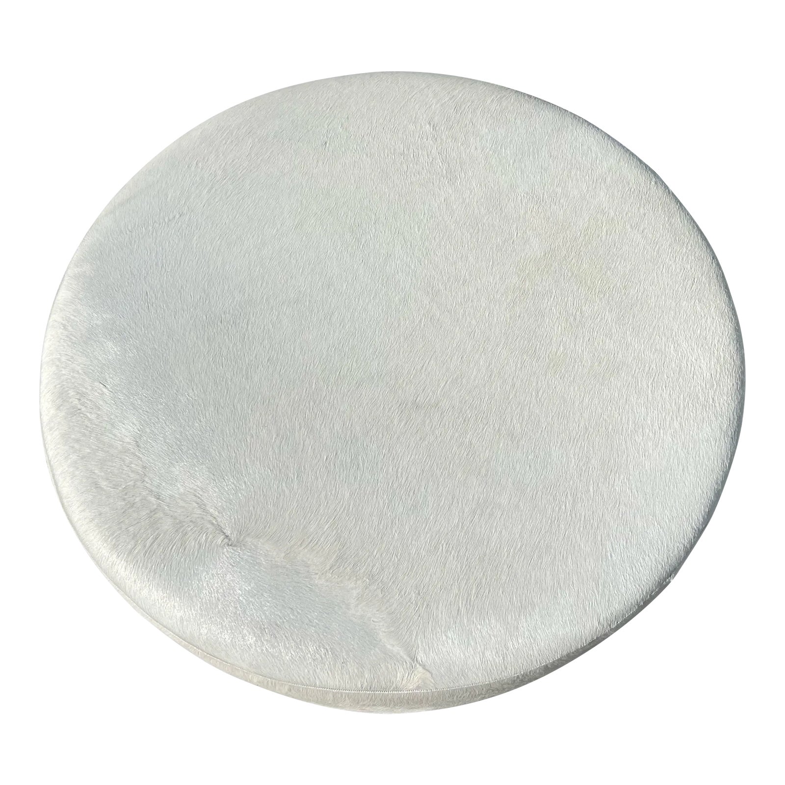 Mid-Century Modern Cowhide Round Ottoman | Chairish