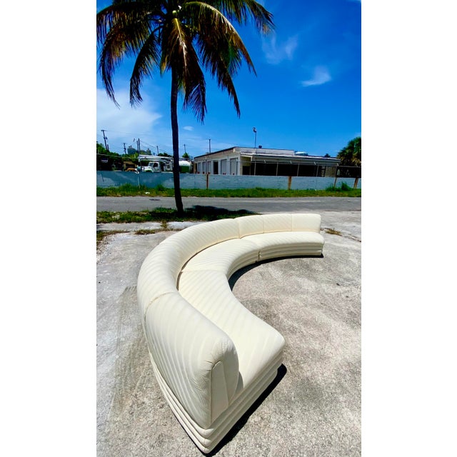 Contemporary Custom Tonal Striped Half Moon Sectional | Chairish