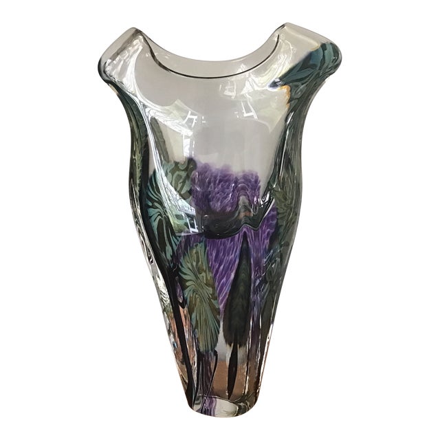 2000s Signed David Lotton Art Glass Vase | Chairish