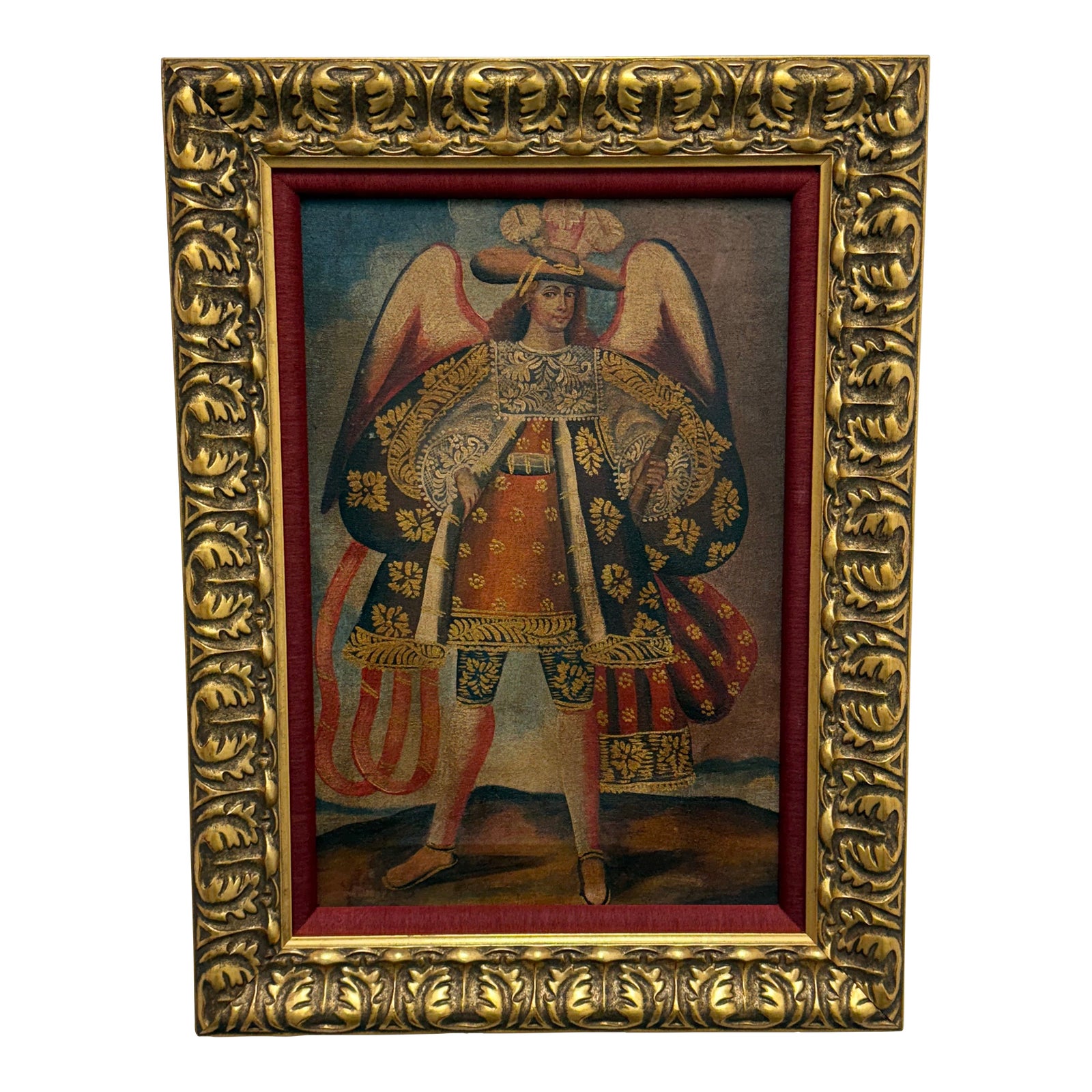 Fine 20th Century Cuzco School Painting of Archangel Uriel, Framed ...