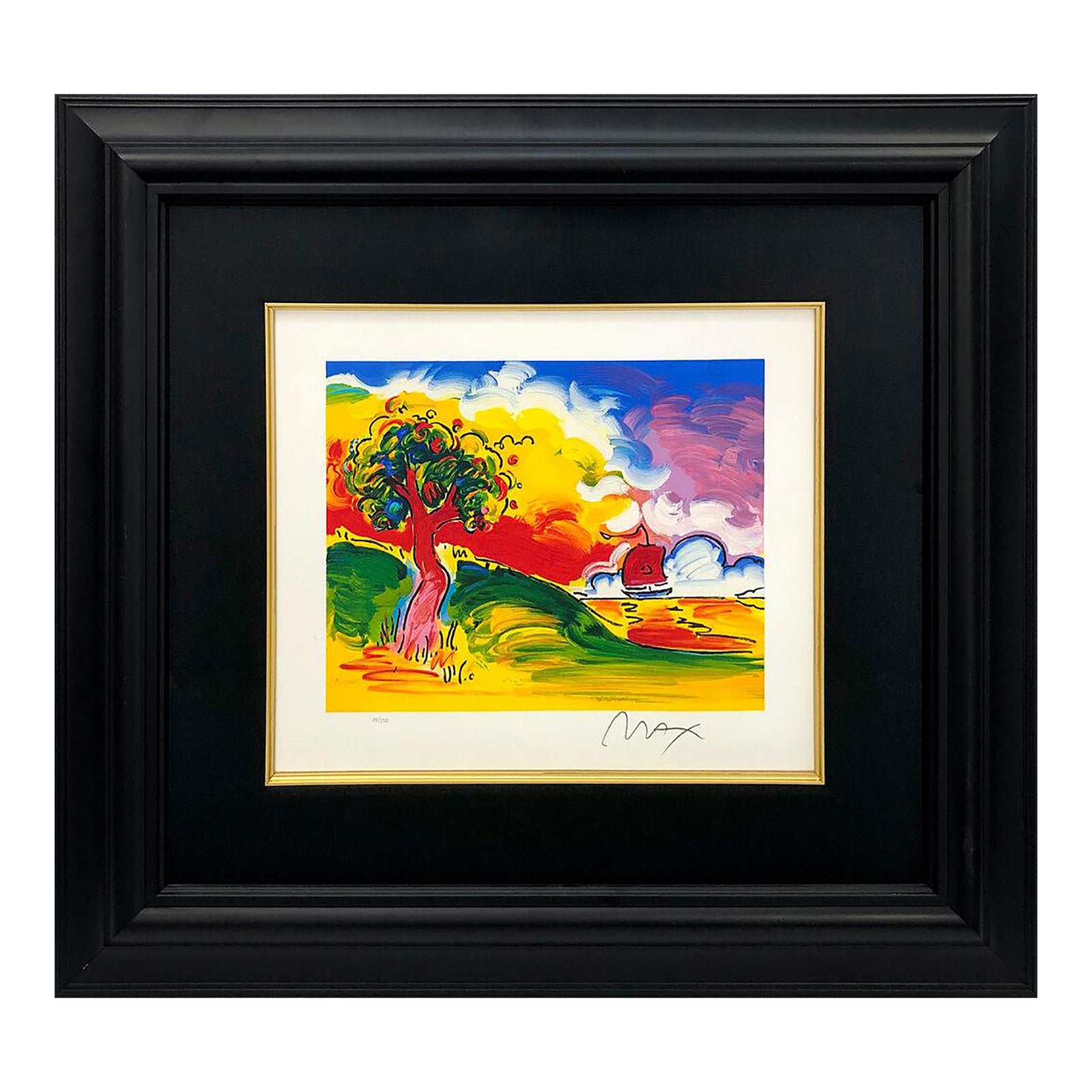 Peter Max Quiet Lake Hand Signed Lithograph, 2014, Framed | Chairish