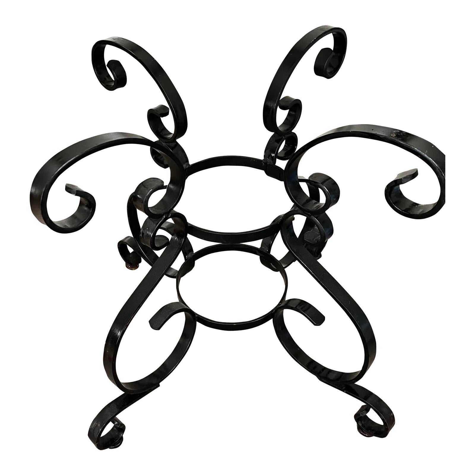 Vintage Mid-Century 1960s Black Wrought Iron Round Dining Table Base ...