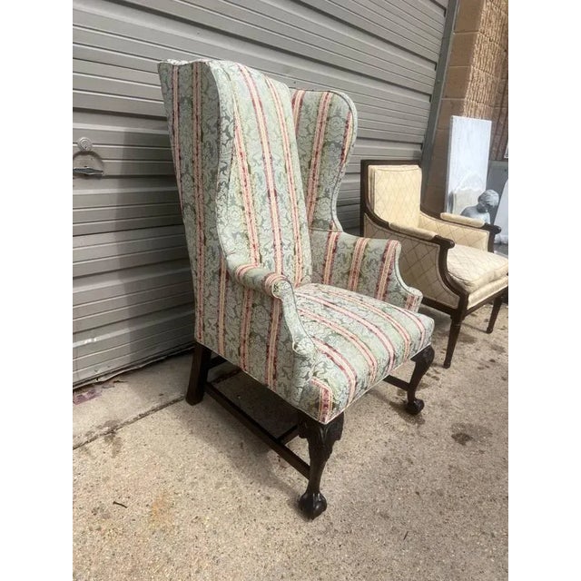 Antique 19th Century Mahogany Chippendale Library Wingback Chair, Eagle ...