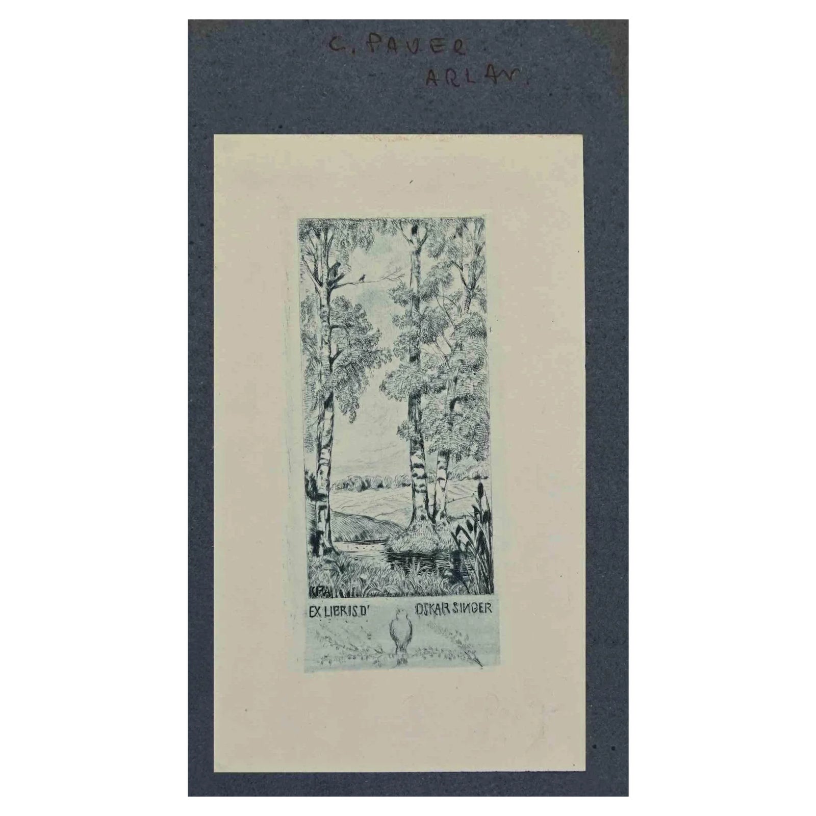 Carl Paver Arlav, Ex-Libris, Oskar Singer, Etching, Mid 20th Century ...