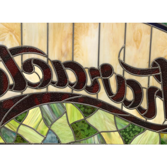 Vintage Leaded Stained Art Glass “Charactors” Sign | Chairish
