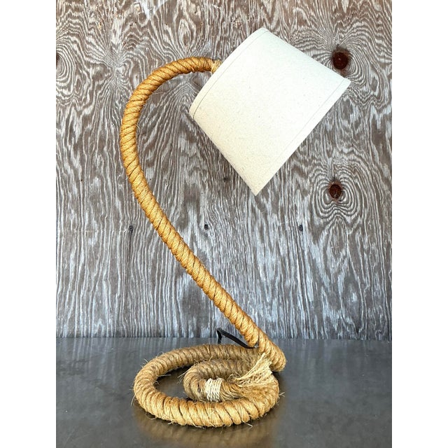 Vintage Boho Twisted Rope Desk Lamp | Chairish