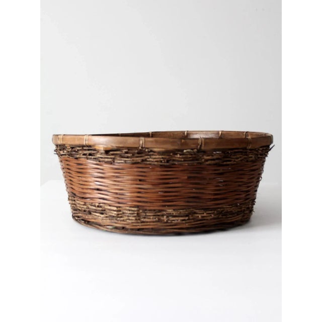 Vintage Woven Reed Basket | Chairish