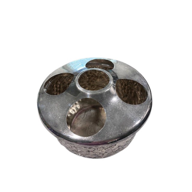 Vintage Silver-Plated Round Champagne & Wine Bottle Chiller Cooler Ice ...