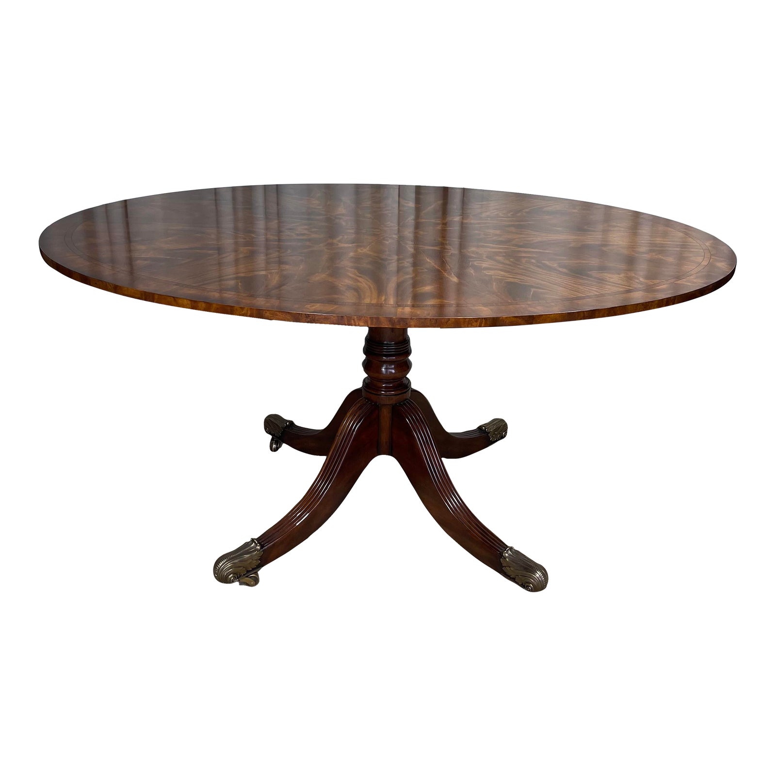 Oval Tilt Top Flame Mahogany Breakfast Table on Bronze Casters | Chairish