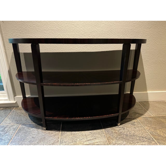 Thayer Coggins Pair of Half Moon Zebra Wood Matte Lacquered Console ...