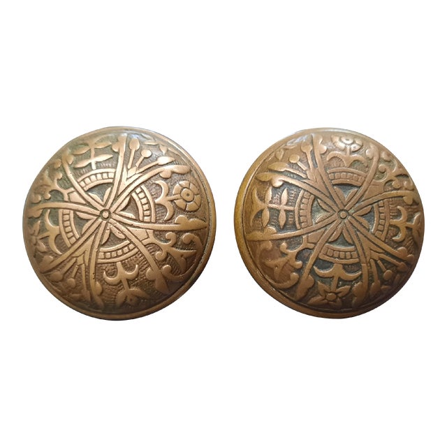 Antique Victorian Eastlake Brass Bronze Door Knobs - Set of 2 | Chairish