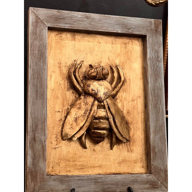 Pair of Custom Italian Baroque Style Gilded Plaster Bee Figure Framed ...