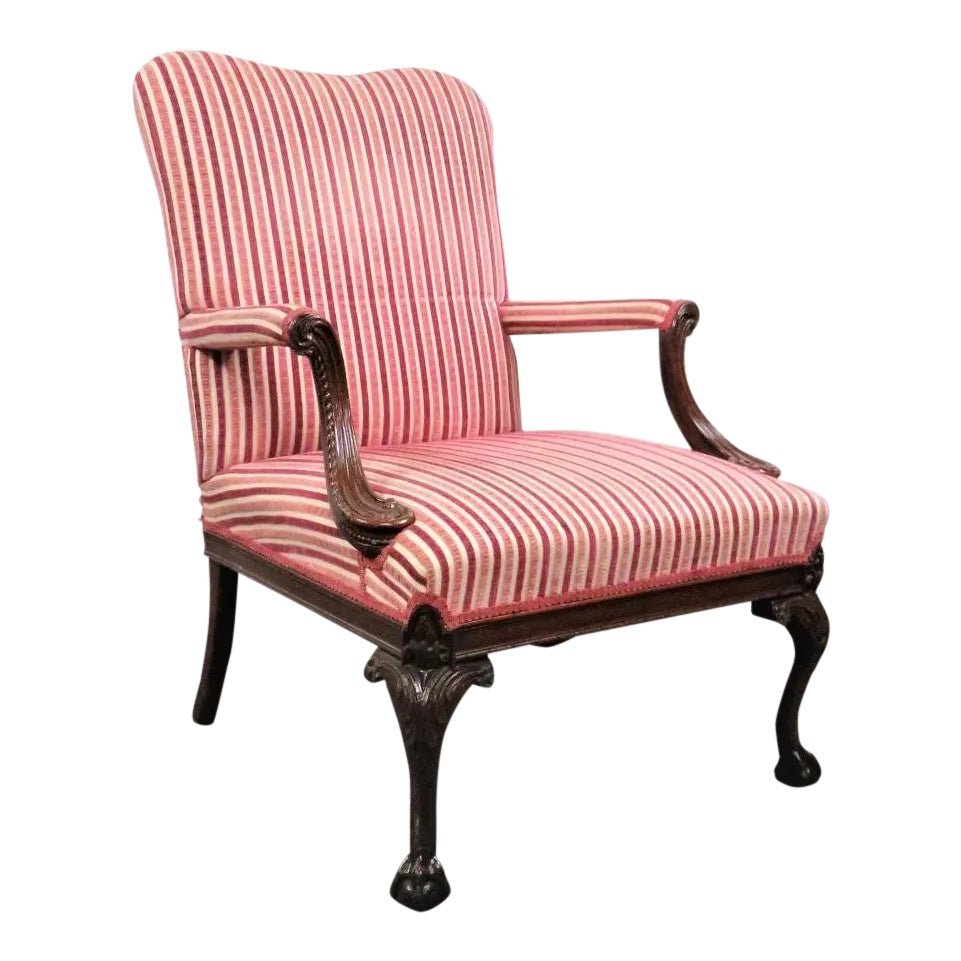 Mid 20th Century Chippendale Mahogany Library Chair | Chairish