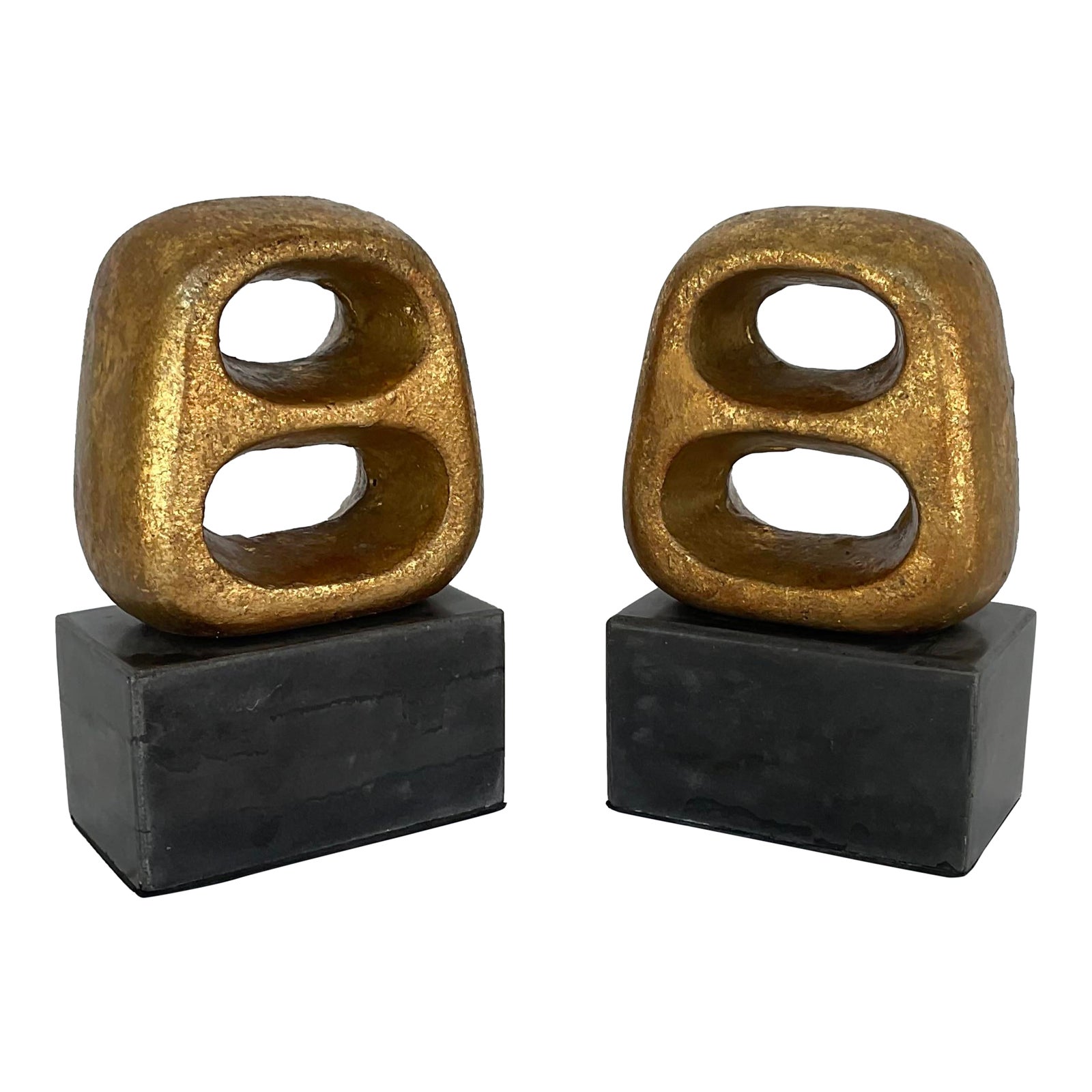Villa and Home Texture Brass Delphi Bookends | Chairish
